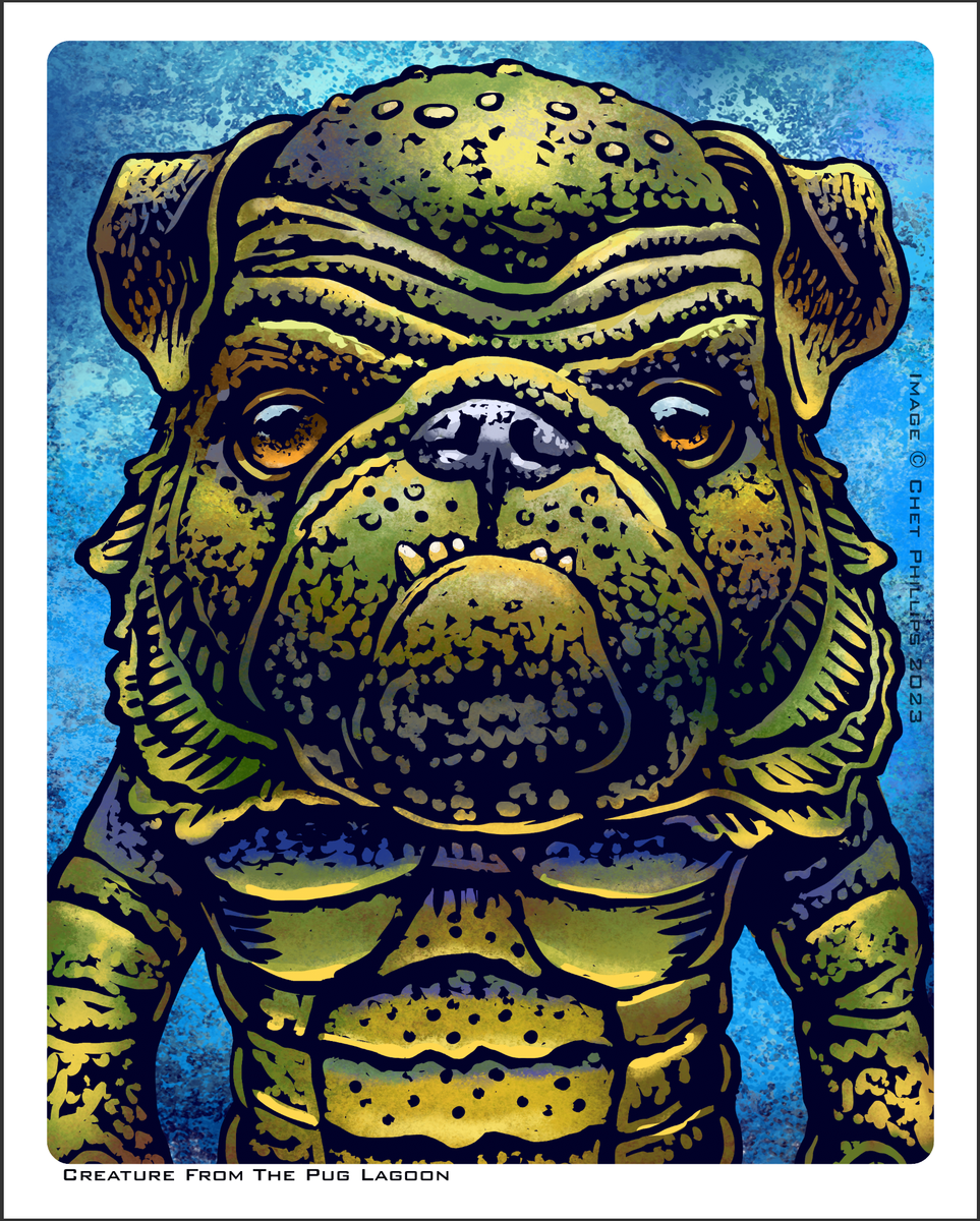 Classic Monsters- Creature From the Pug Lagoon- 8 x 10 signed print ...
